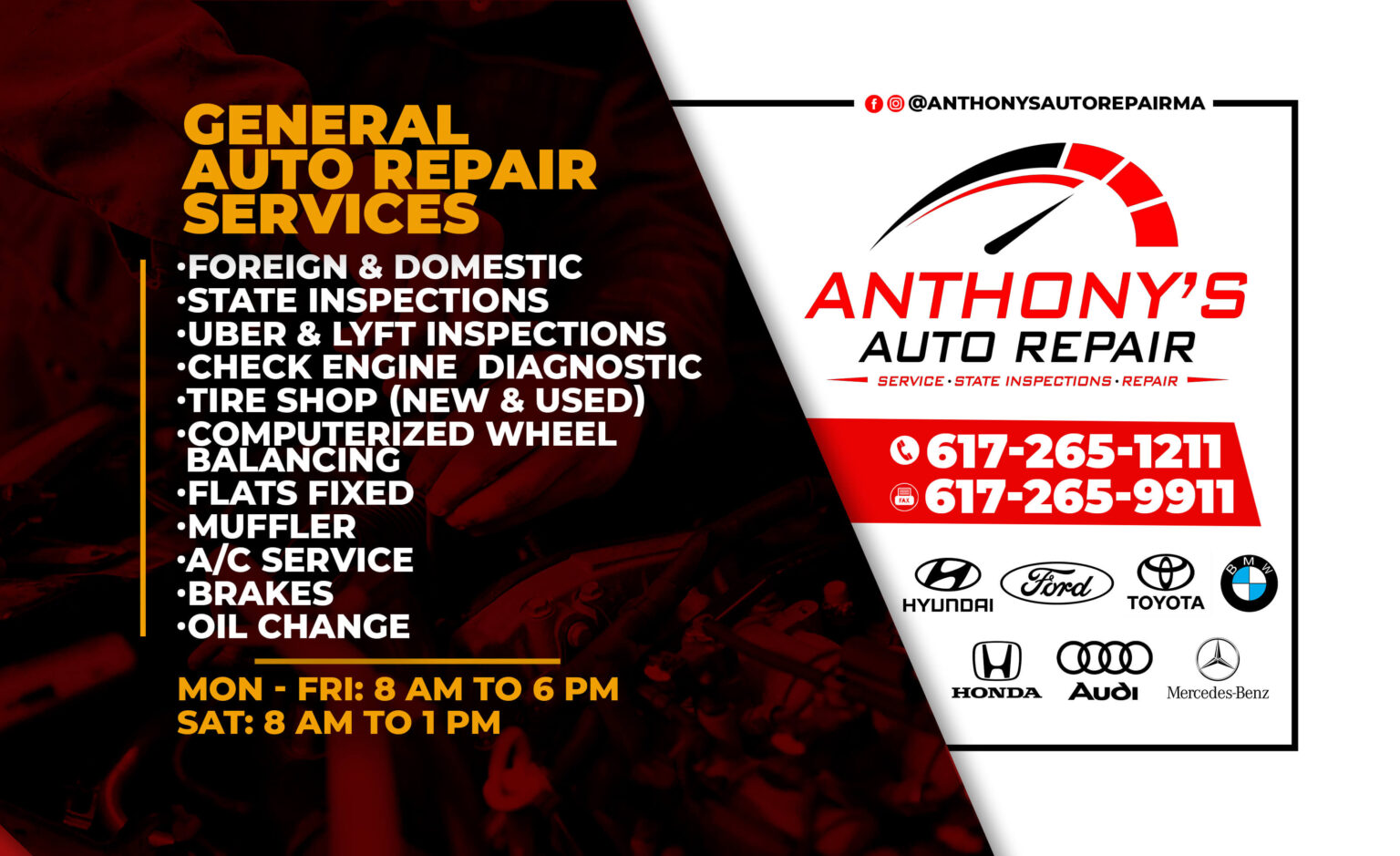 Anthonys Auto Repair – Service – State Inspection – Repair